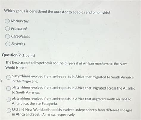 Which Genus Is Considered The Ancestor To Adapids And Omomyids Notharctus Proconsul Carpolestes
