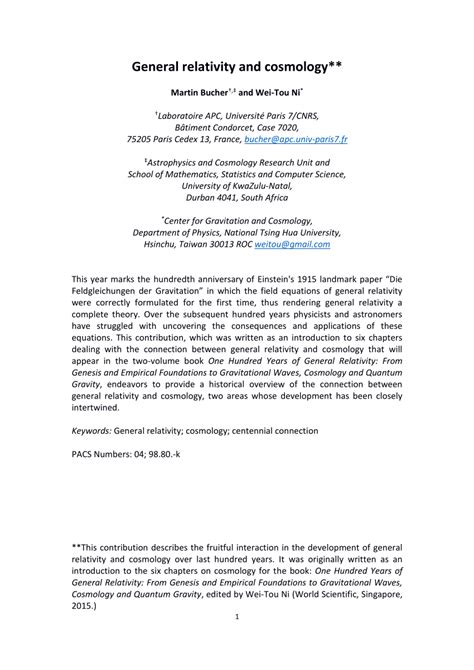 Pdf General Relativity And Cosmology
