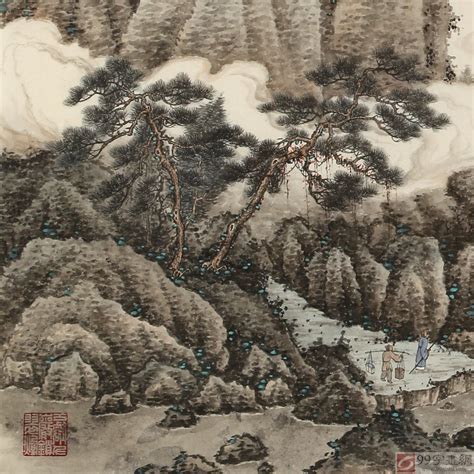吴显刚 山色空蒙翠欲流 贵州七星关美协主席 工笔山水画 99字画网