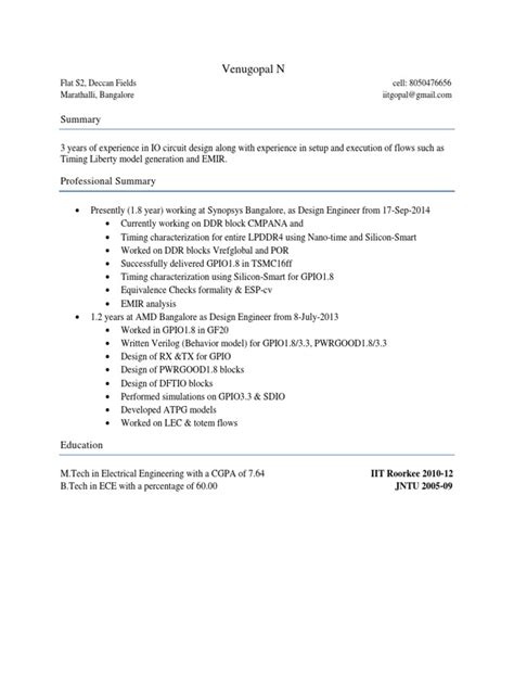 Resume Venu Pdf Pdf Hardware Description Language Digital Electronics