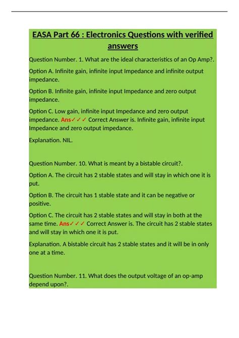 Easa Part 66 Electronics Module Questions With Verified Answers Logic Gates Op Amps Boolean