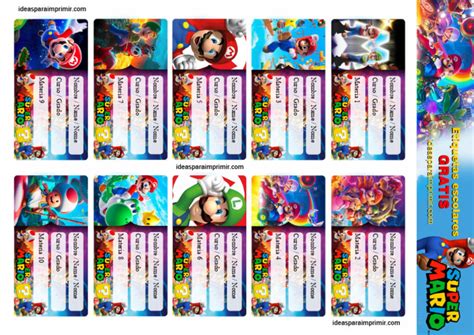 Etiquetas Escolares De Mario Bros Para Imprimir Pdf