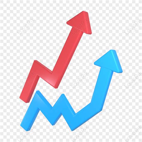 3d 빨간색 파란색 위쪽 화살표 일러스트 선 그래프푸른데이터 Png 일러스트 무료 다운로드 Lovepik