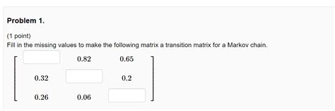 Solved Problem 1 1 Point Fill In The Missing Values To