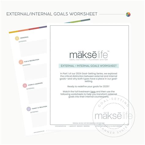 External Internal Goals Worksheet Free Printable Makselife