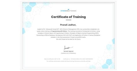 Pranali Jadhav On Linkedin Python Programming Internshalatrainings Internshala