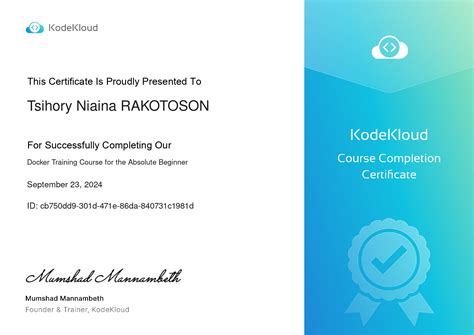 Docker Training Course For The Absolute Beginner Certificate Kodekloud