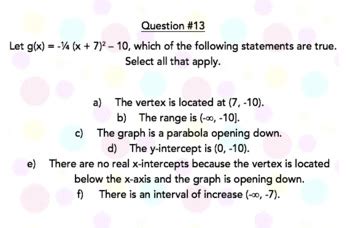 Quadratic Functions Stations Activity By Myers Math Class TPT
