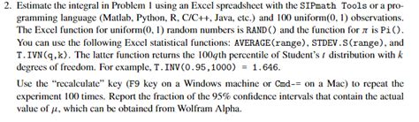 Estimate The Integral In Problem Using An Excel Chegg Com
