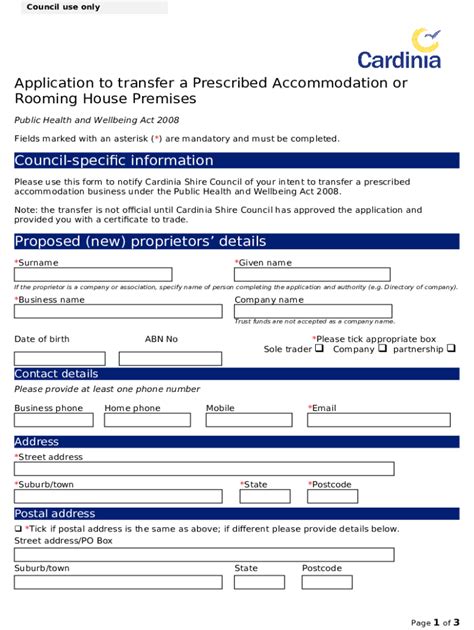 Application To Transfer The Registration Of Prescribed Doc