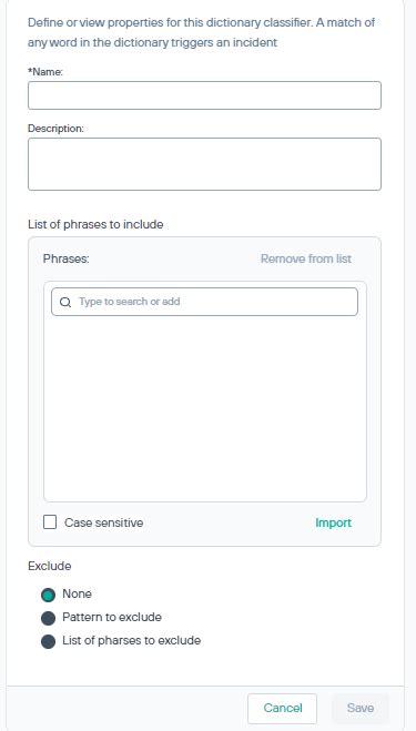 Create Dictionary Classifier