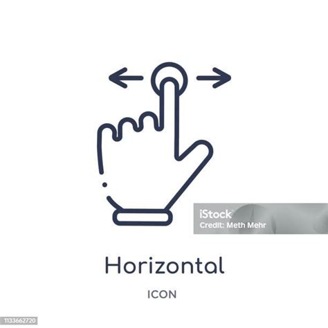 손 및 방명록 개요 컬렉션에서 선형 가로 스크롤 제스처 아이콘입니다 얇은 선 수평 스크롤 제스처 아이콘 흰색 배경에 고립입니다