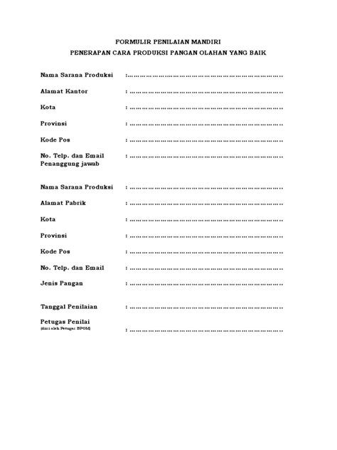 Formulir Penilaian Cppob Pdf Teknologi And Rekayasa