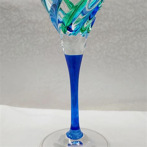 Trix Collection Peacock Wine Glass Italian Glass Luxurious Interiors