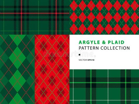 Argyle And Plaid Pattern Collection Stock Vector Illustration Of