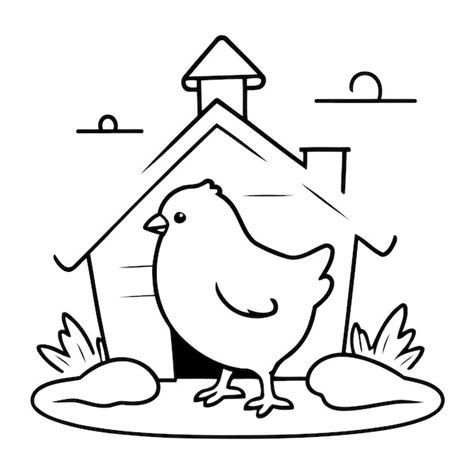 Ilustración Vectorial De Un Pollo Lindo Dibujado A Mano Para Niños