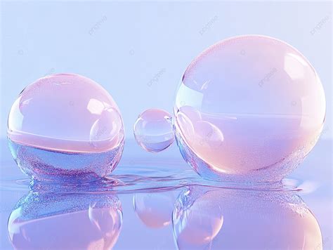 Shiny Bubbles With The Reflection On Blue Background Bubbles Shiny