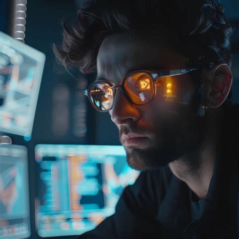 Premium Photo Focused Data Analyst Working Late Into The Night