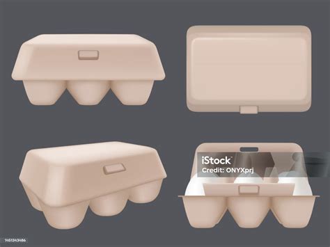 계란 패키지 식품 플라스틱 상자를위한 계란 쟁반을위한 골판지 콘테이너 알맞은 벡터 템플릿 세트 0명에 대한 스톡 벡터 아트 및 기타 이미지 Istock