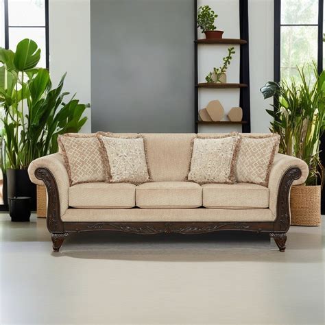 Astoria Grand Halima Carved Wood Frame Sofa And Reviews Wayfair
