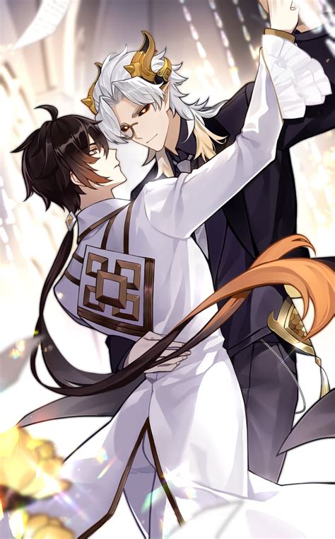 Zhongli And Azhdaha Genshin Impact Drawn By Fusang Danbooru