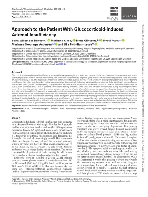 Approach To Patient With Glucocorticoid Induced Adrenal Insufficiency Pdf Glucocorticoid