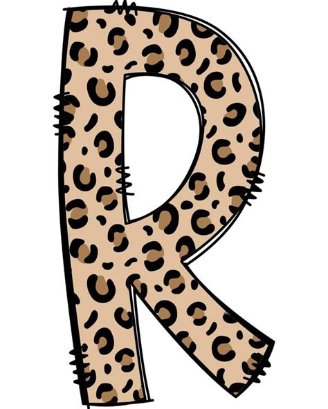 Leopard Print Letter R Doodle Lettering