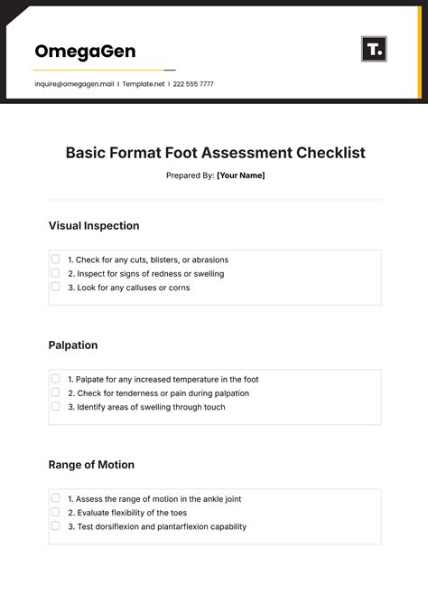 Free Basic Format Foot Assessment Checklist Template To Edit Online