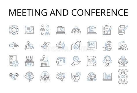 Meeting And Conference Line Icons Collection Assembly Gathering