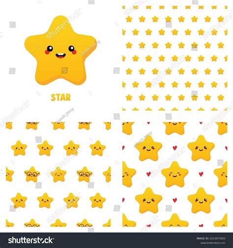 Cute Cartoon Style Star Character Set Stock Vector Royalty Free
