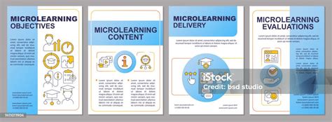 Elements Of Microlearning Blue Brochure Template Stock Illustration