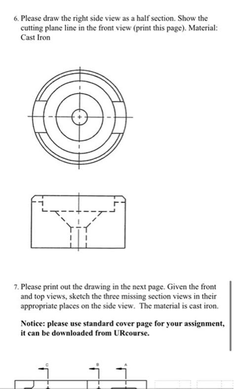 solved please draw the front view as a full section print this