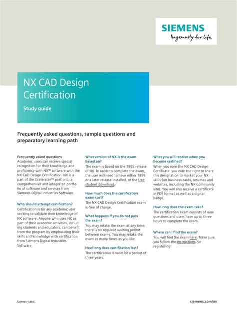 Siemens Sw Nx Cad Design Academic Certification Fq 78712 C6 Tcm27 65590 Pdf Computer Aided