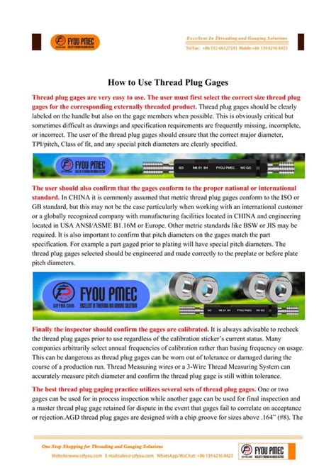 How To Use Thread Plug Gages PDF Needlework Arts And Crafts
