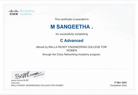 Cprogramming Cisco Learning Achievement M Sangeetha