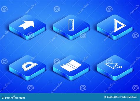 Set Pixel Arrow Cursor Arrow Open Book Protractor Grid Ruler And Triangular Ruler Icon