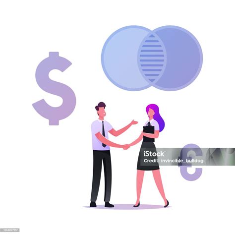 비즈니스 맨 회의 파트너십 개념 인수 합병 거래 후 비즈니스 파트너 핸드쉐이킹 계약 협상 중에 악수하는 캐릭터 만화 사람들 벡터