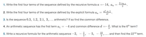 solved 1 write the first four terms of the sequence defined