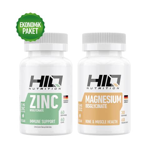 Zinc 60 Caps And Magnesium 60 Caps Ekonomik Bundle Hiq Nutrition