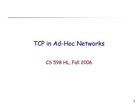 Ppt Tcp In Ad Hoc Networks Powerpoint Presentation Free Download