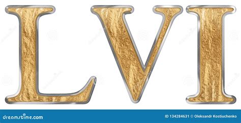 Roman Numeral LVI Sex Et Quinquaginta Fifty Six Isolated On White Background D Render