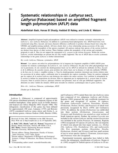 Pdf Systematic Relationships In Lathyrus Sect Lathyrus Fabaceae