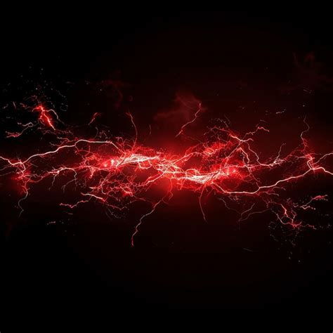 Red Thunder Effect On Black Background Premium Ai Generated Image