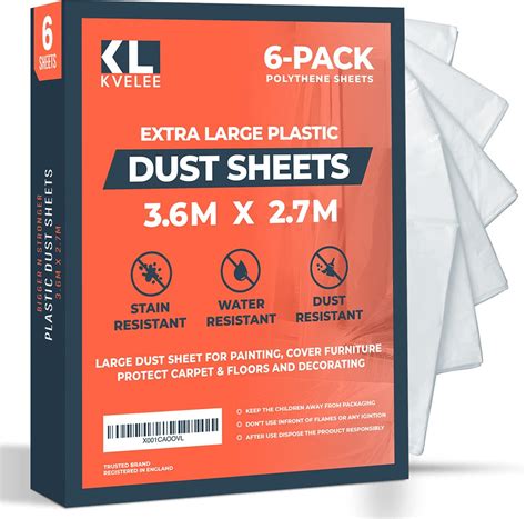 Raulde 3 Pack Large Plastic Dust Sheets For Decorating 36m X 27m