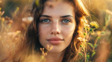 Premium Photo Closeup Portrait Of A Beautiful Young Woman With