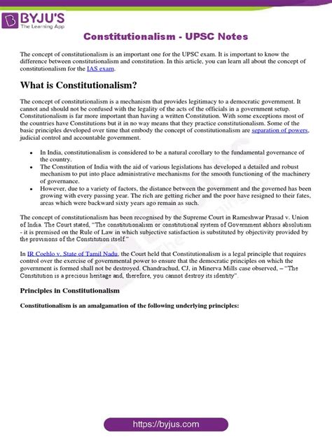 Constitutionalism Upsc Pdf Rule Of Law Separation Of Powers