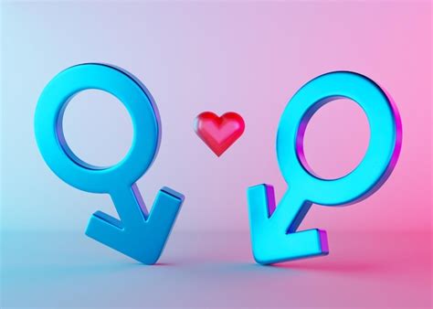 Premium Photo Two Male Sex Symbols With Heart And Neon Light Mars