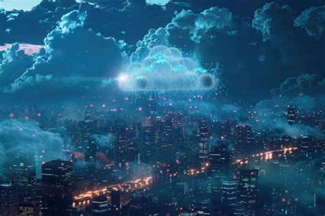 Futuristic Cloud Computing In Cityscape Premium Ai Generated Image