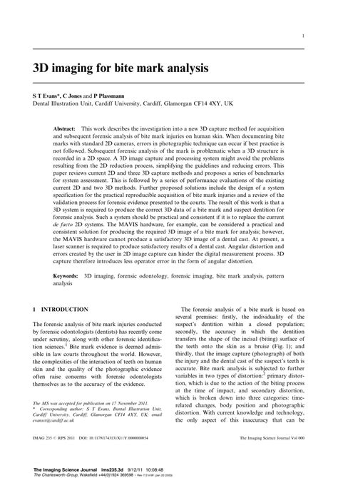 Pdf 3d Imaging For Bite Mark Analysis