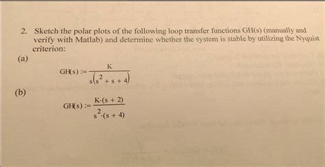 solved sketch the polar plots of the following loop transfer
